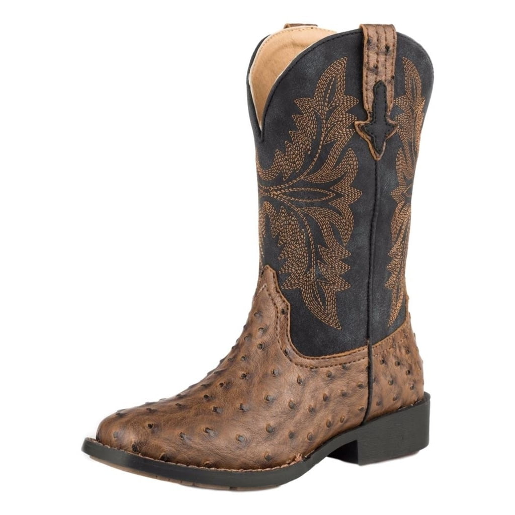 Roper Western Boots Boys Jed Ostrich Brown Black 09-018-1224-2003 BR ...