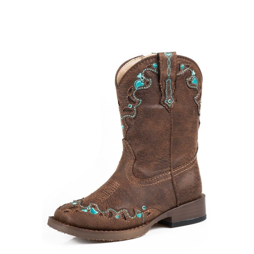 Roper Western Boots Girl Hearts Faux Leather Brown 09-017-1901-0997 BR ...