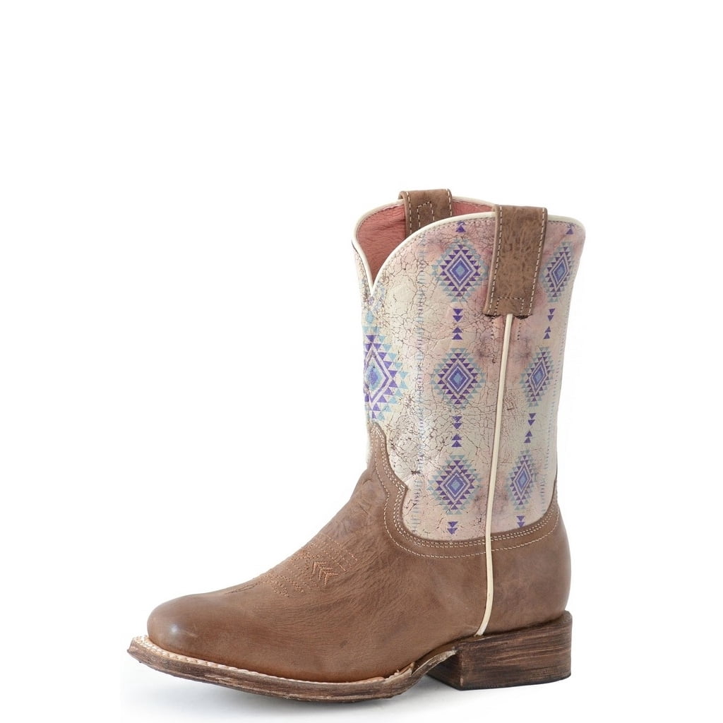 Roper Western Boots Girls Aztec Leather Tan 09-119-7022-8494 TA ...