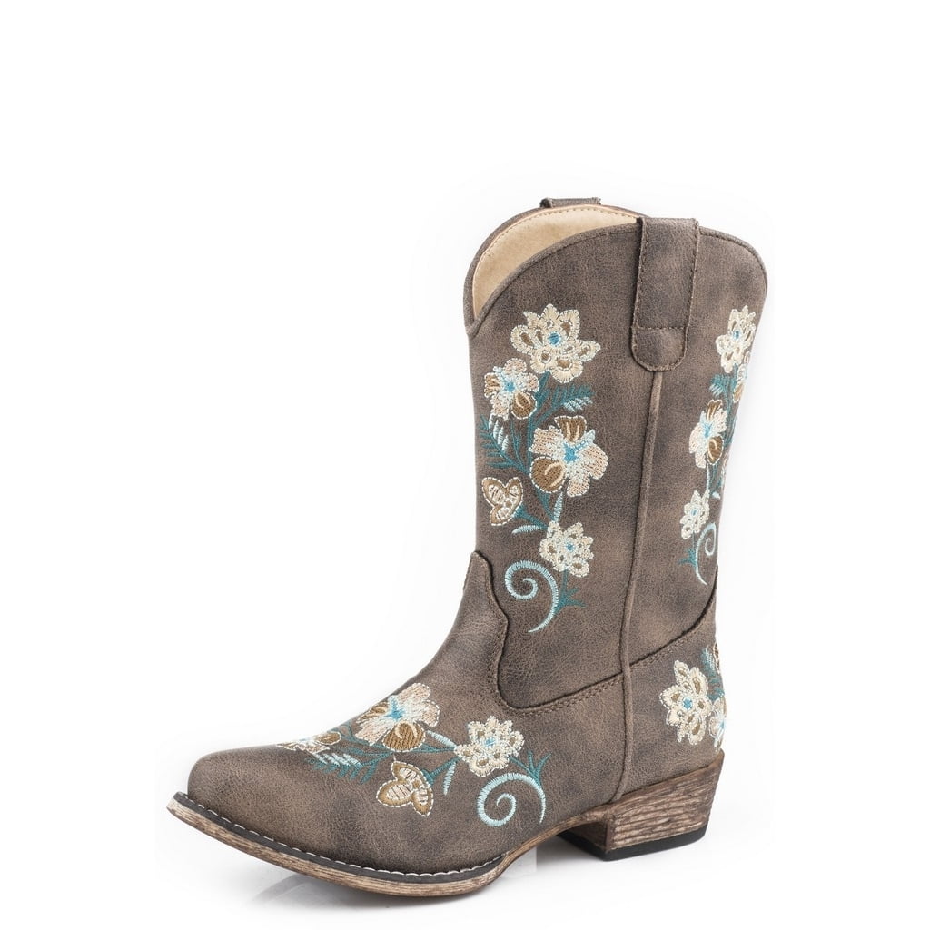 Roper Western Boots Girls Floral Saddle Brown 09-018-1566-2457 BR ...