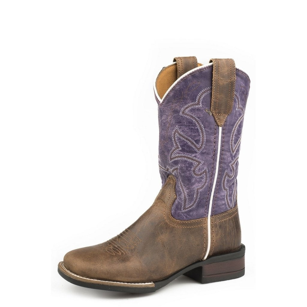 Roper Western Boots Girls Leather Purple 09-018-0911-2493 PU - Walmart.com