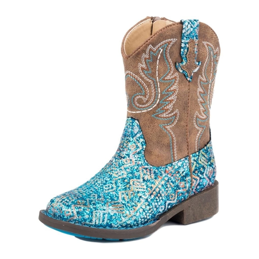 Roper Western Boots Girls Zip Glitter Blue 09-017-1225-2063 BU ...