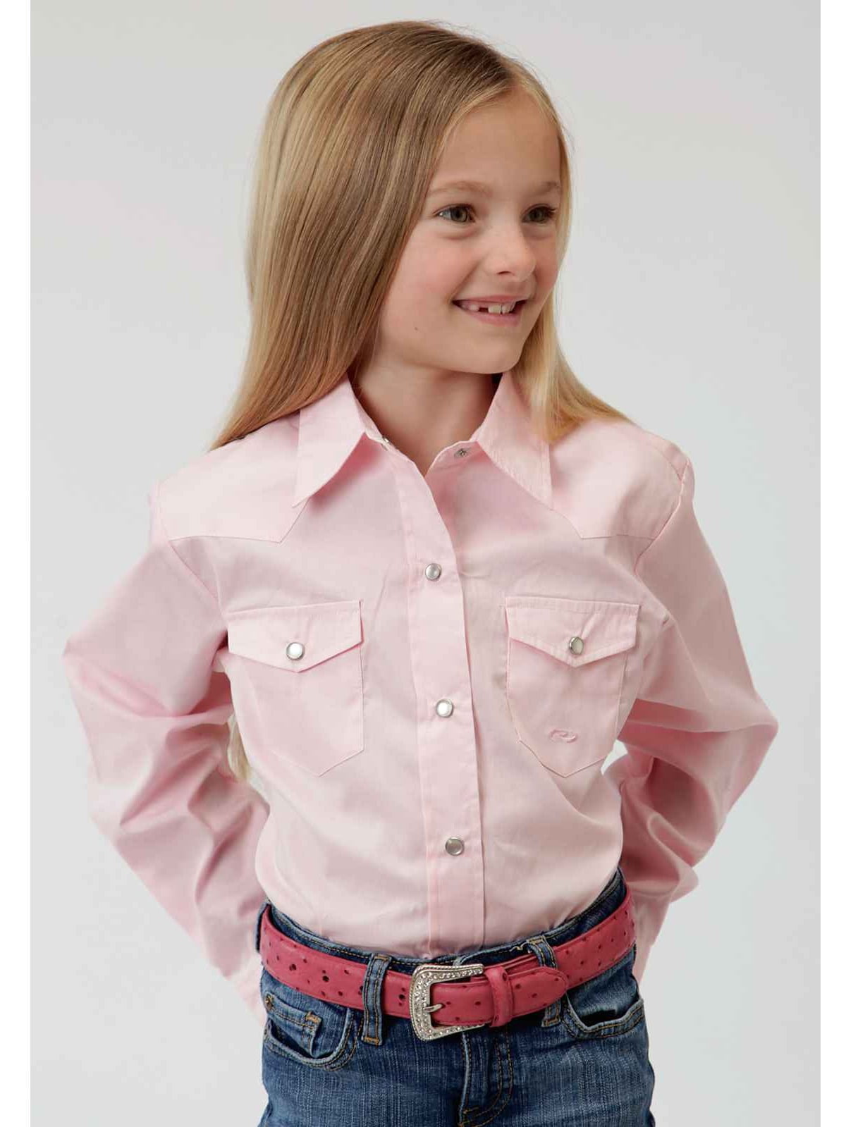 Roper Western Shirt Girls L/S Long Tail XS Pink 03-080-0265-1066 PI ...