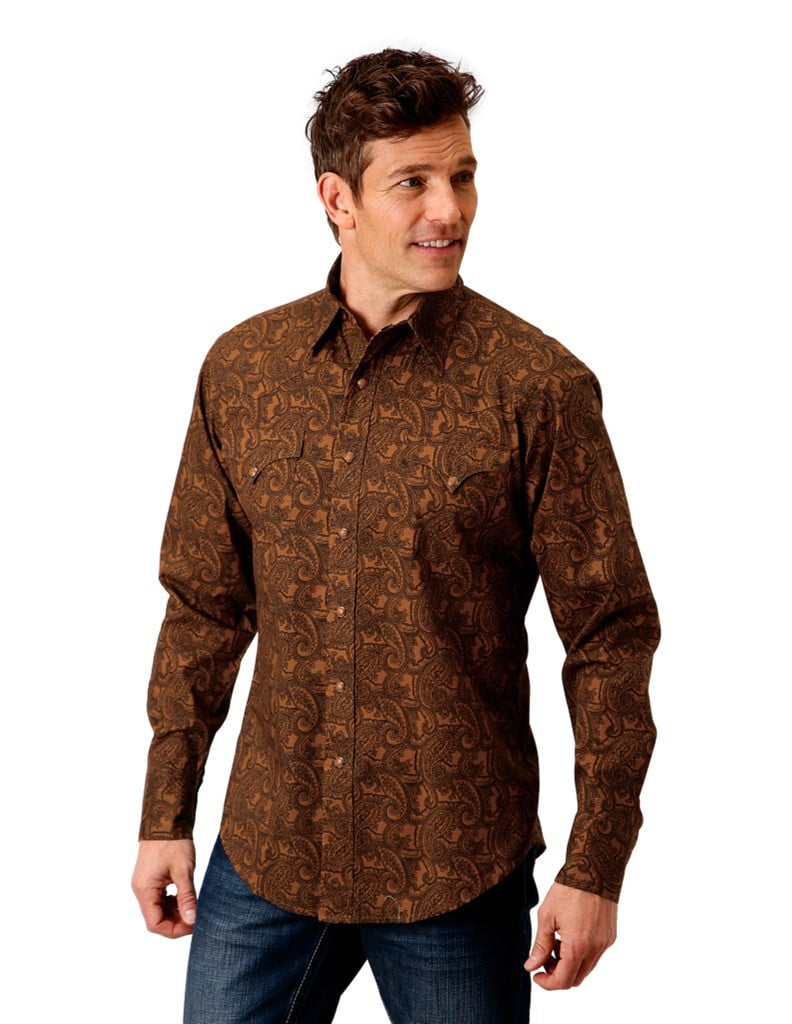 Roper Vintage Paisley Print Brown - Mens Shirt - 03-001-0064-0784Br ...