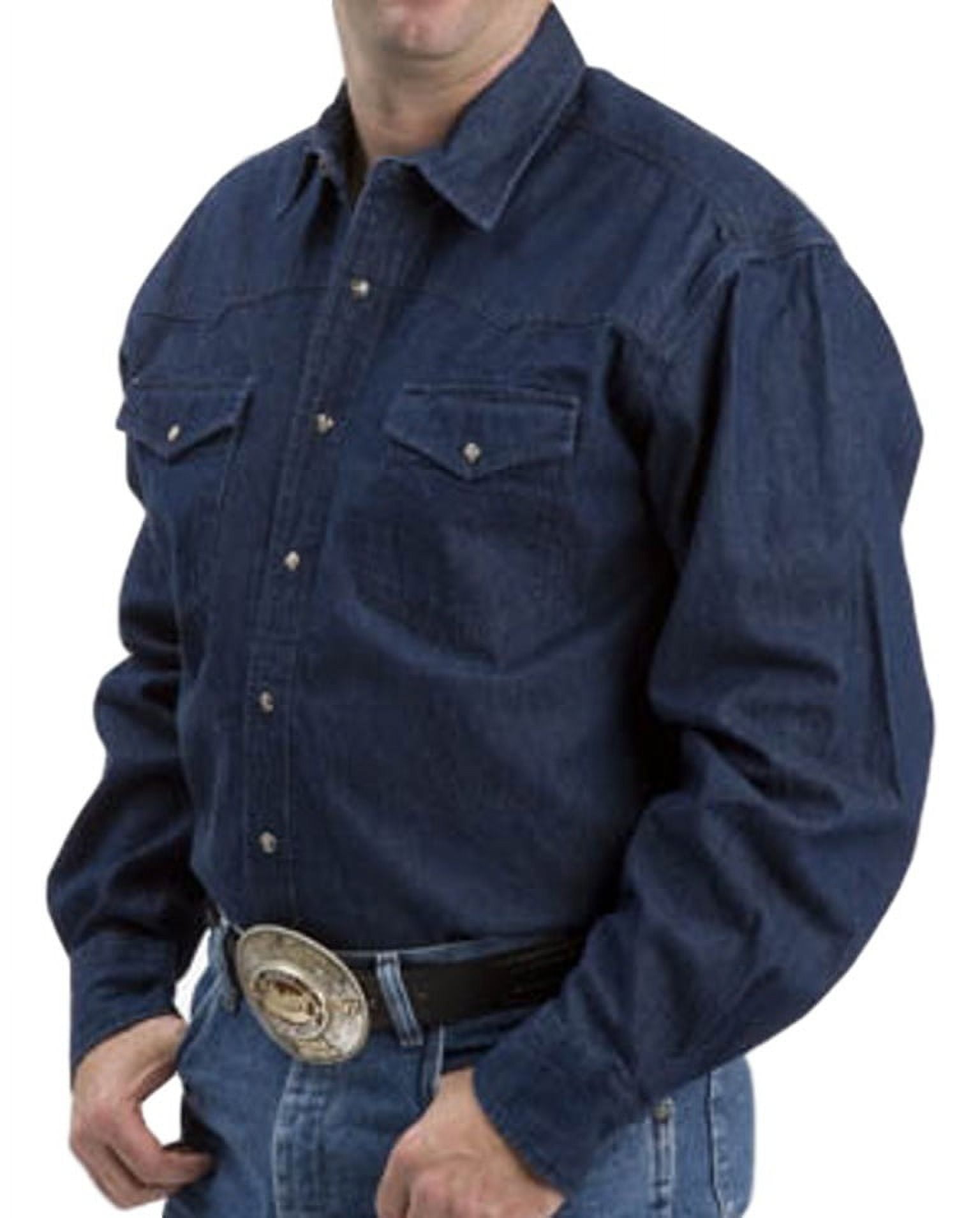Roper Western Shirt Mens L/S Tall Denim Navy Denim 06-001-0720-0021 NA ...