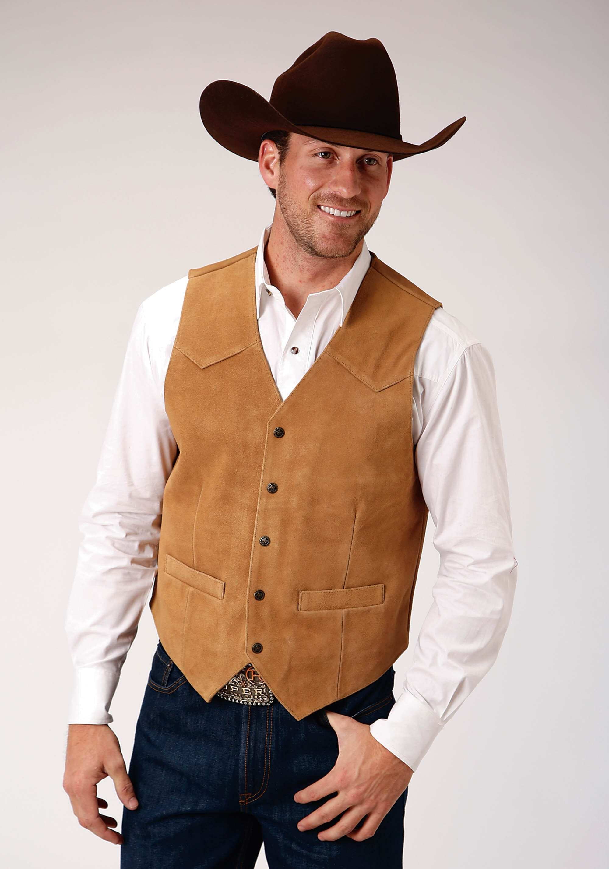 Roper Western Vest Mens Leather Snap Brown 02-075-0500-0511 BR ...