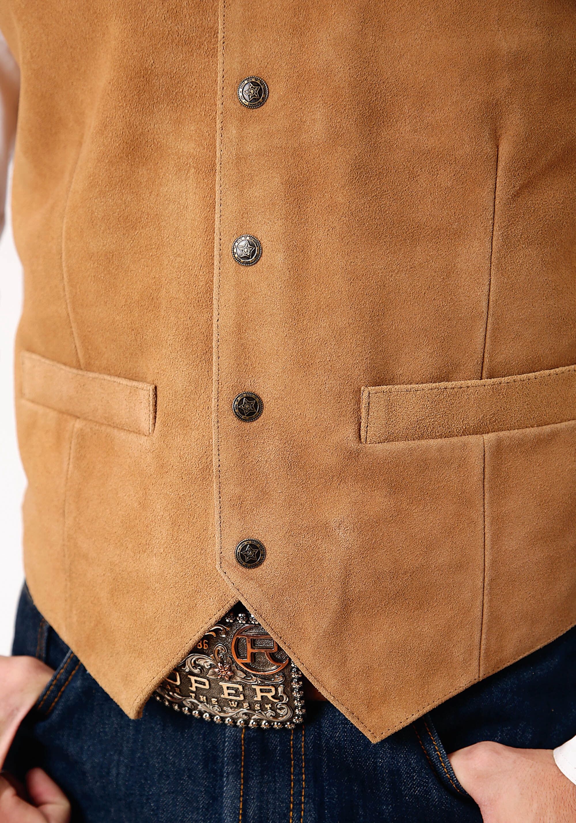 Roper Western Vest Mens Leather Snap Med Brown 02-075-0500-0511 BR ...