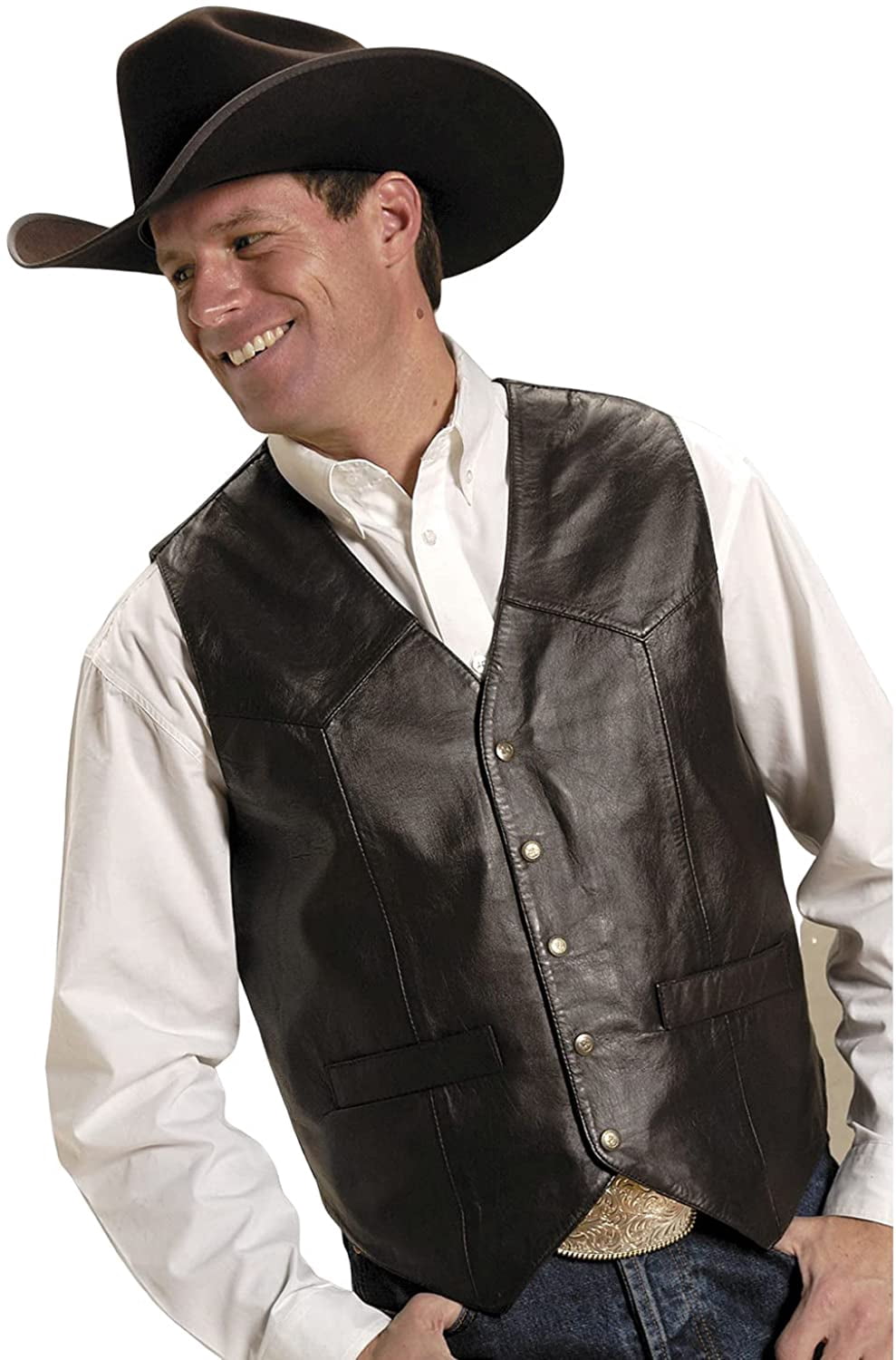 Roper Western Vest Mens Leather Snap XLT Brown 02-075-0520-0801 BR ...