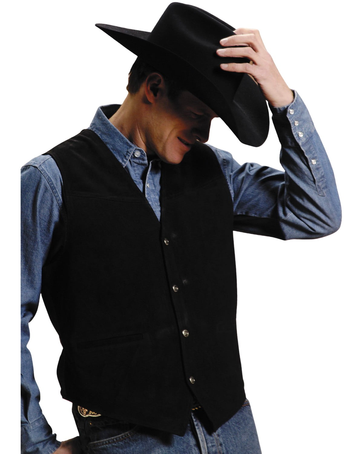 Roper Western Vest Mens Leather Vest Snap Black 02-075-0500-0512 BL ...