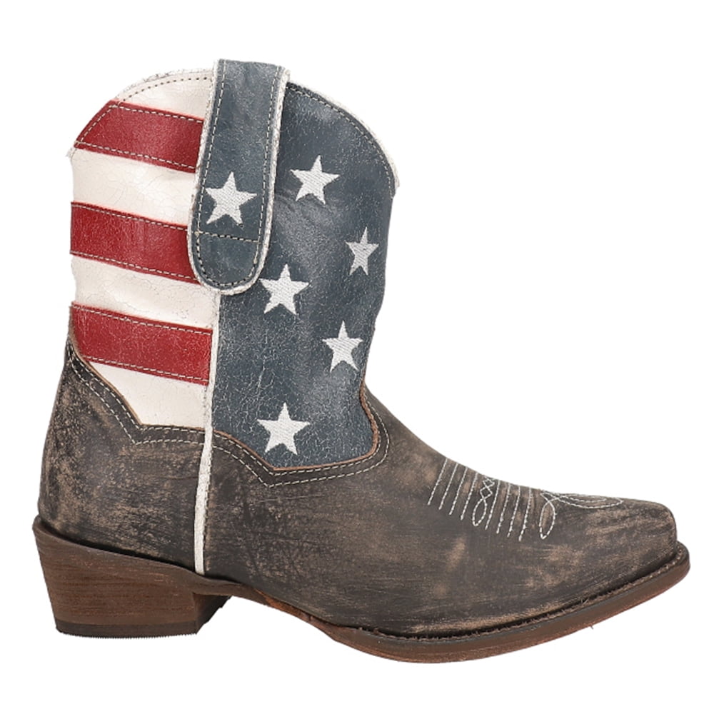 Roper Womens American Beauty Distressed Round Toe Cowboy Ankle Western ...