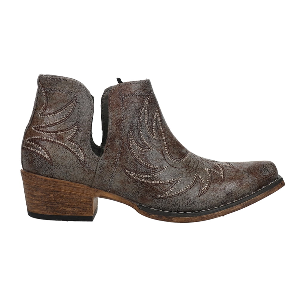 Roper Womens Ava Embroidered Snip Toe Cowboy Ankle Boots - Walmart.com