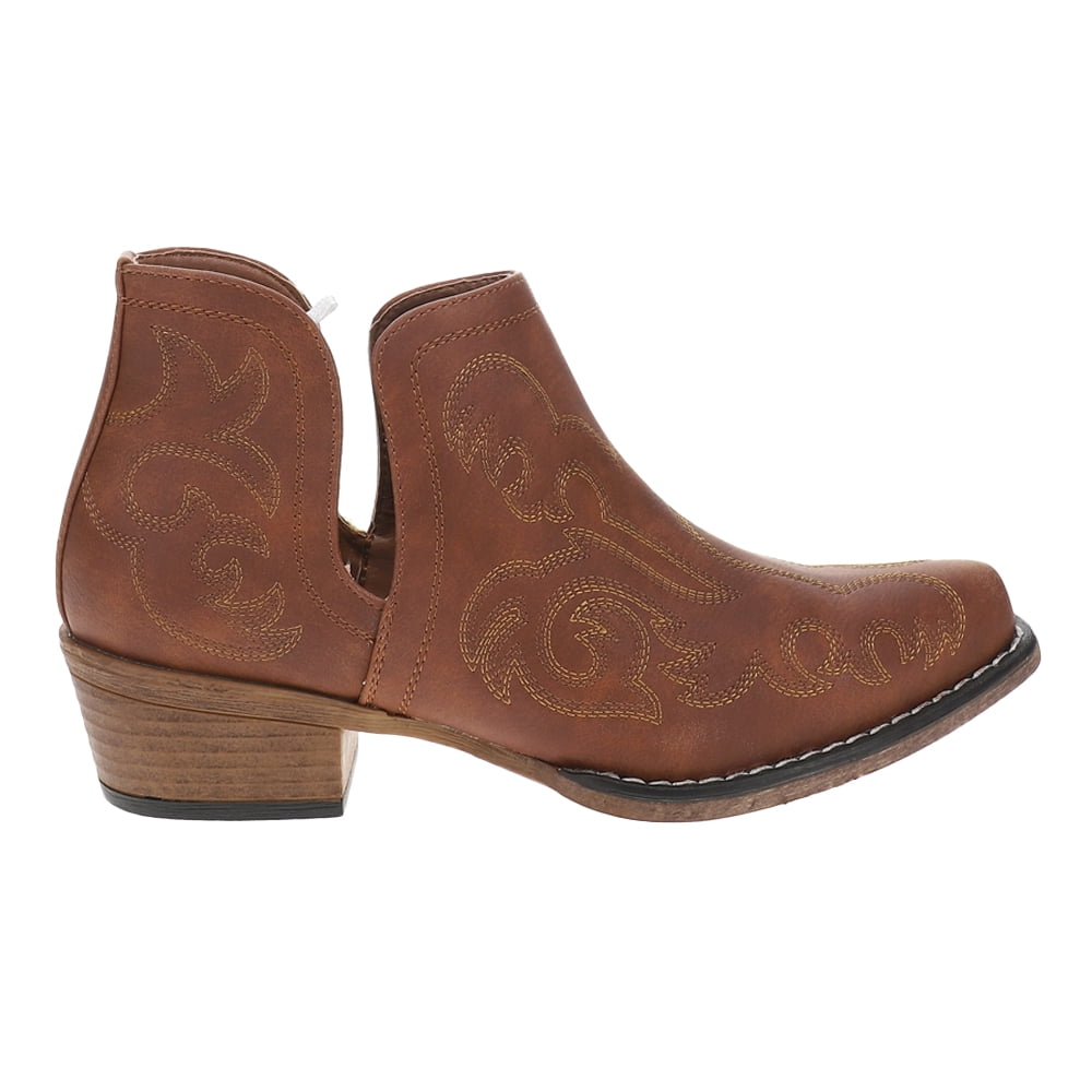 Roper Womens Ava Embroidered Snip Toe Cowboy Ankle Boots - Walmart.com