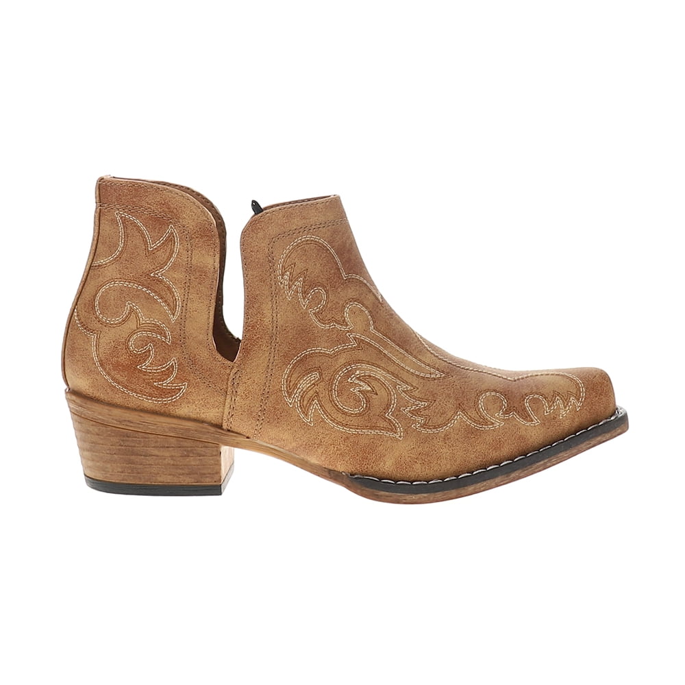 Roper Womens Ava Embroidered Snip Toe Cowboy Ankle Boots - Walmart.com