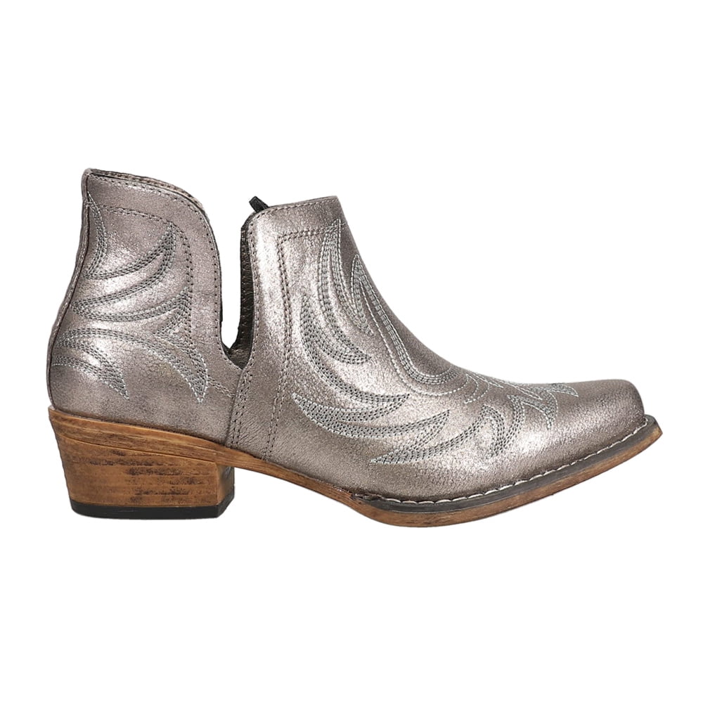 Roper Womens Ava Metallic Embroidered Snip Toe Cowboy Ankle Boots ...