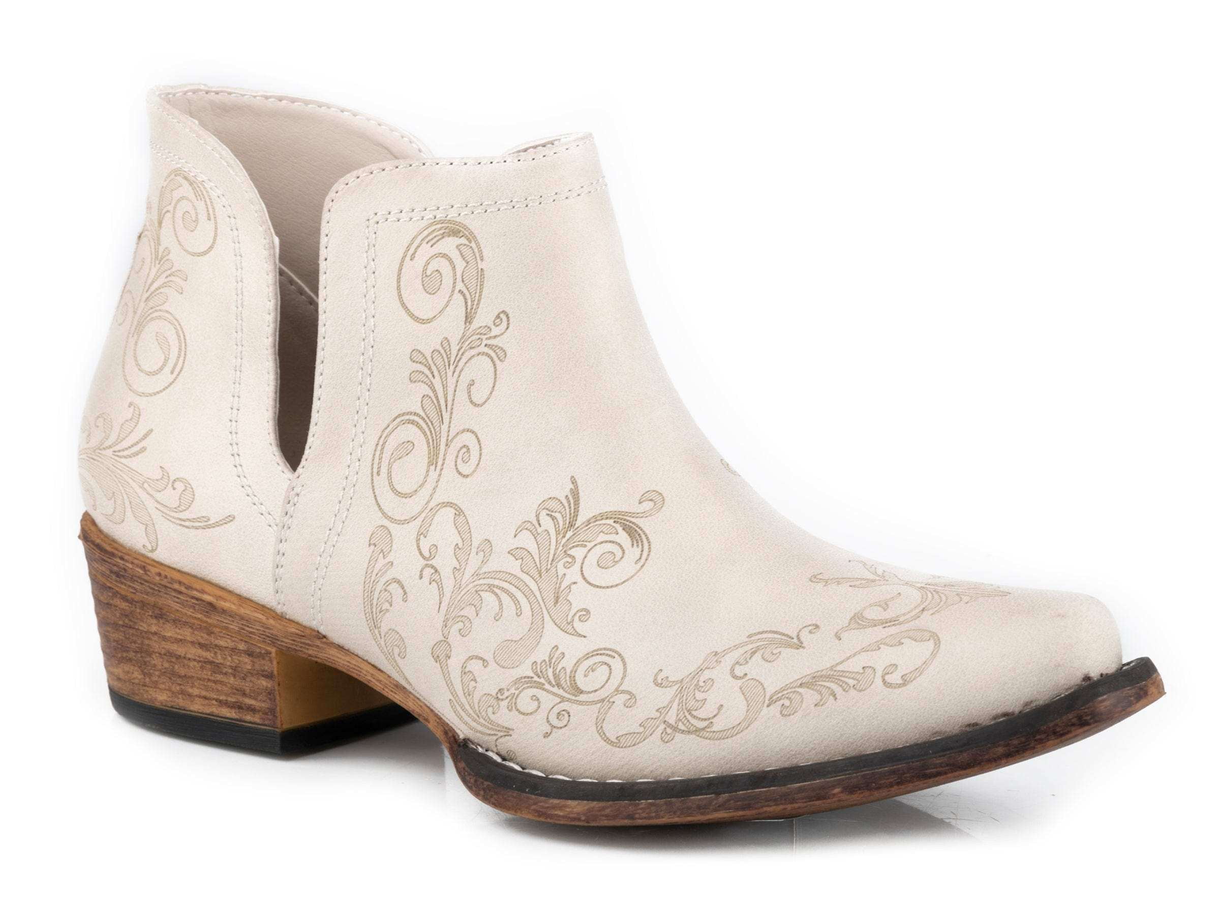 Roper Womens Ava Laser Embossed Snip Toe Cowboy Ankle Boots - Walmart.com