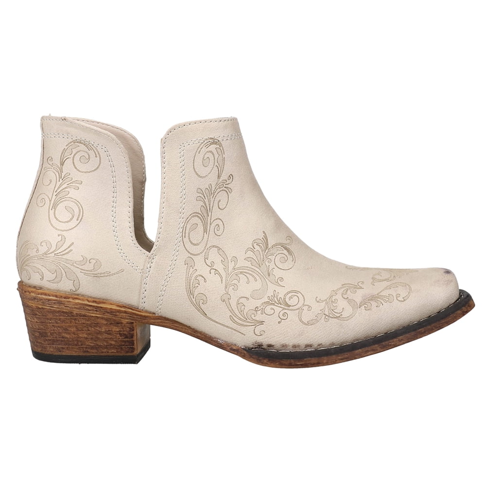 Roper Womens Ava Paisley Embossed Snip Toe Cowboy Ankle Boots - Walmart.com
