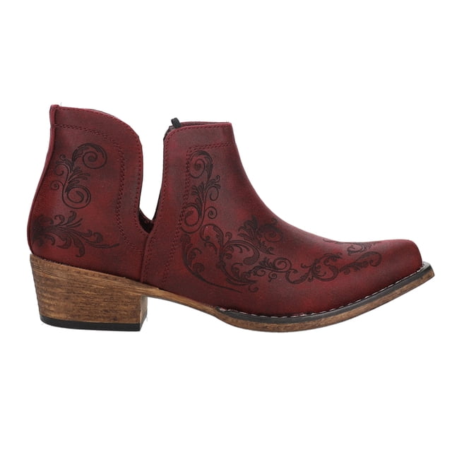 Roper Womens Ava Laser Embossed Snip Toe Cowboy Ankle Boots - Walmart ...