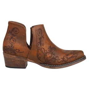 Roper Womens Ava Laser Embossed Snip Toe Cowboy Ankle Boots - Walmart.com