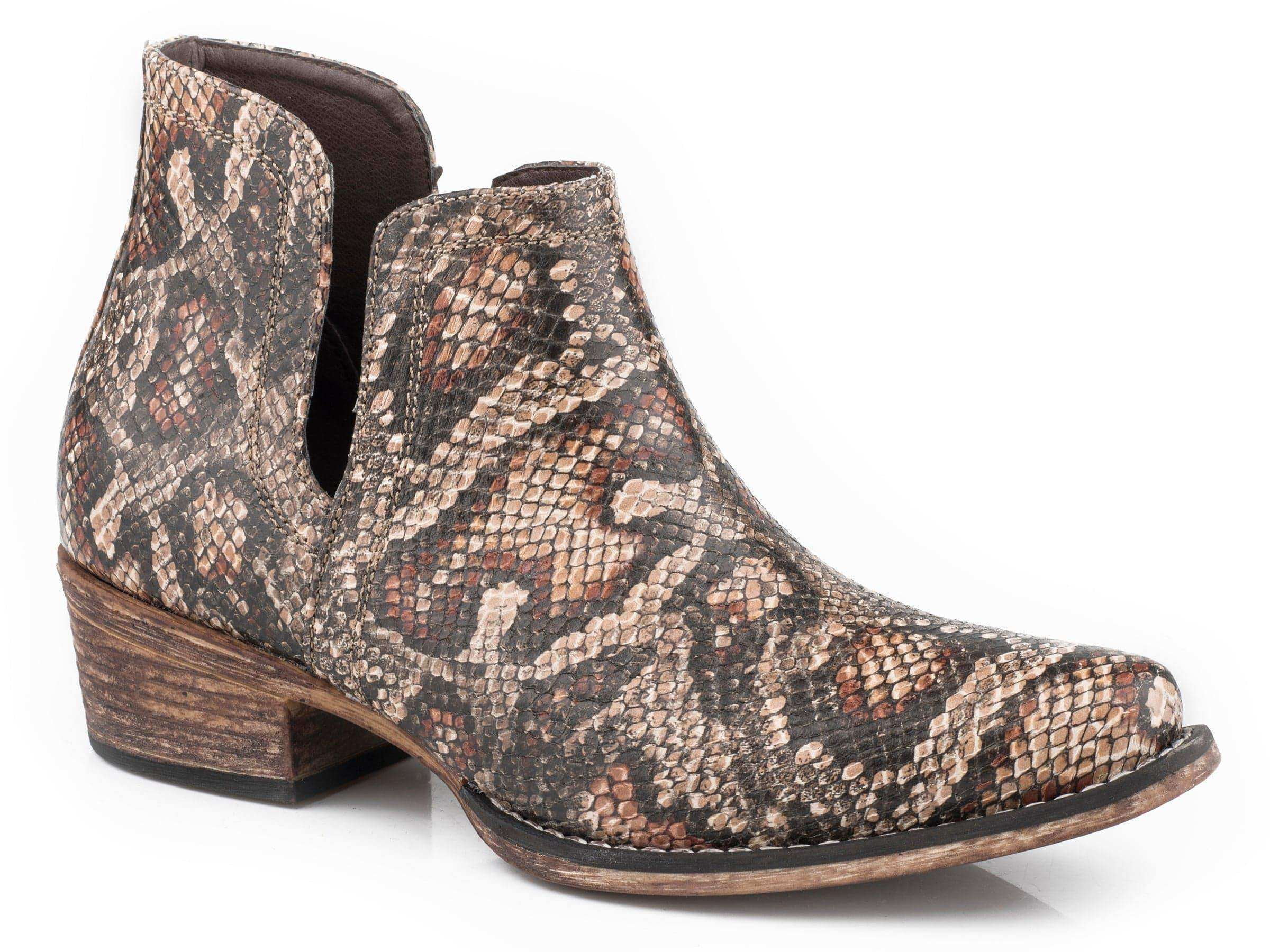 Roper Womens Ava Snake Snip Toe Cowboy Ankle Boots - Walmart.com