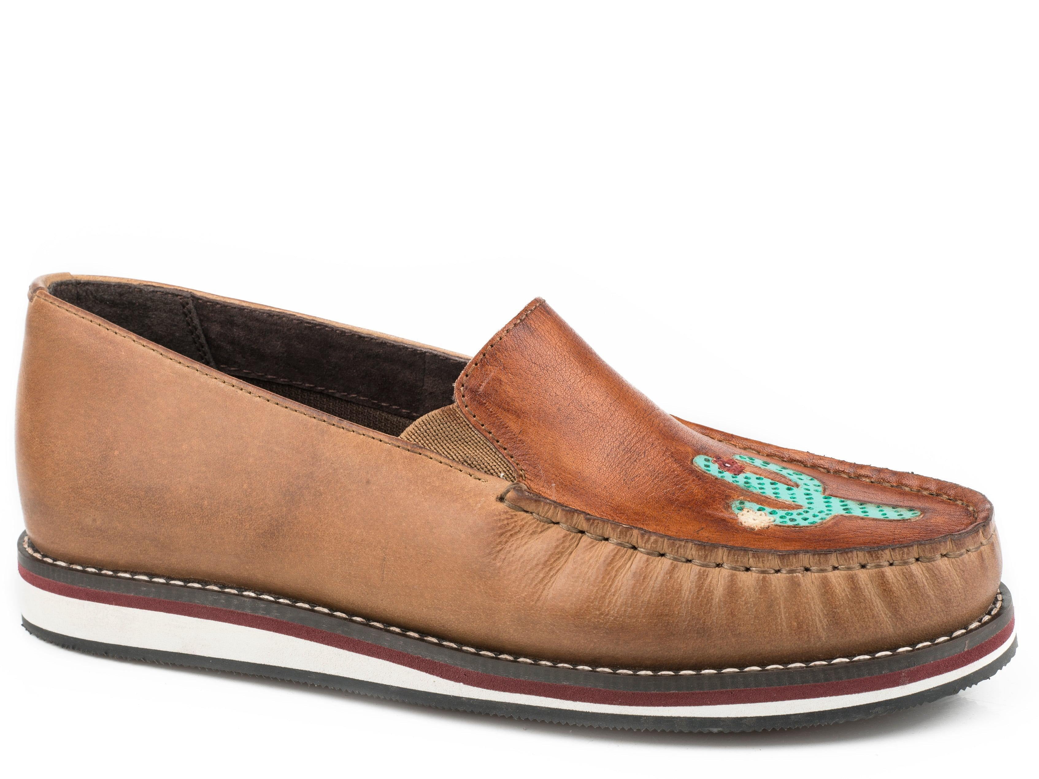 Roper Womens Burnished Tan Leather Lone Cactus Slip-On Shoes 9.5 ...