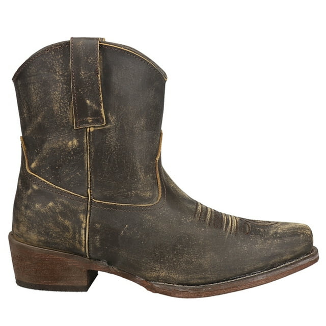 Roper Womens Dusty Distressed Snip Toe Cowboy Ankle Boots - Walmart.com