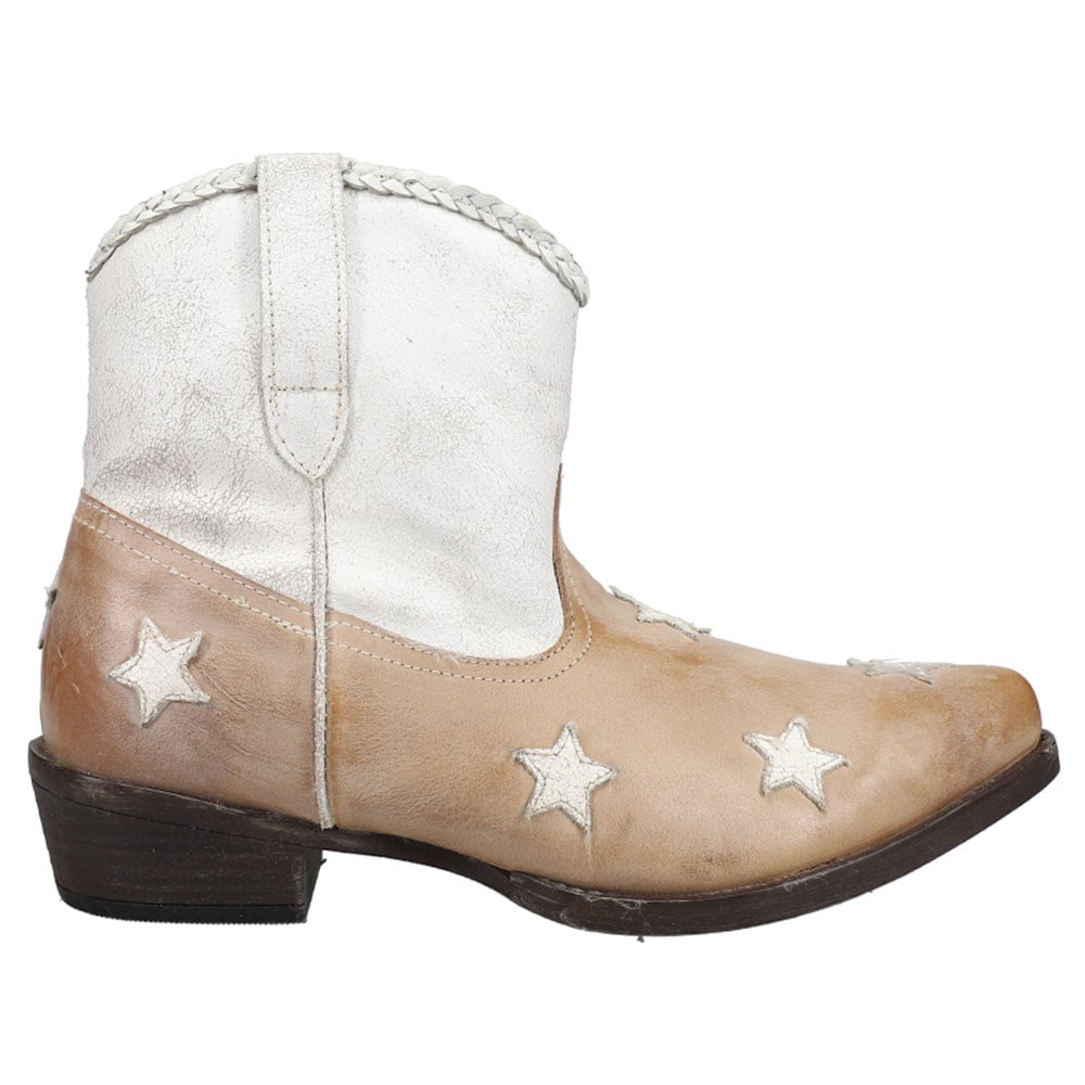 Roper Womens Liberty White Star Snip Toe Boots Ankle Low Heel 1-2 ...