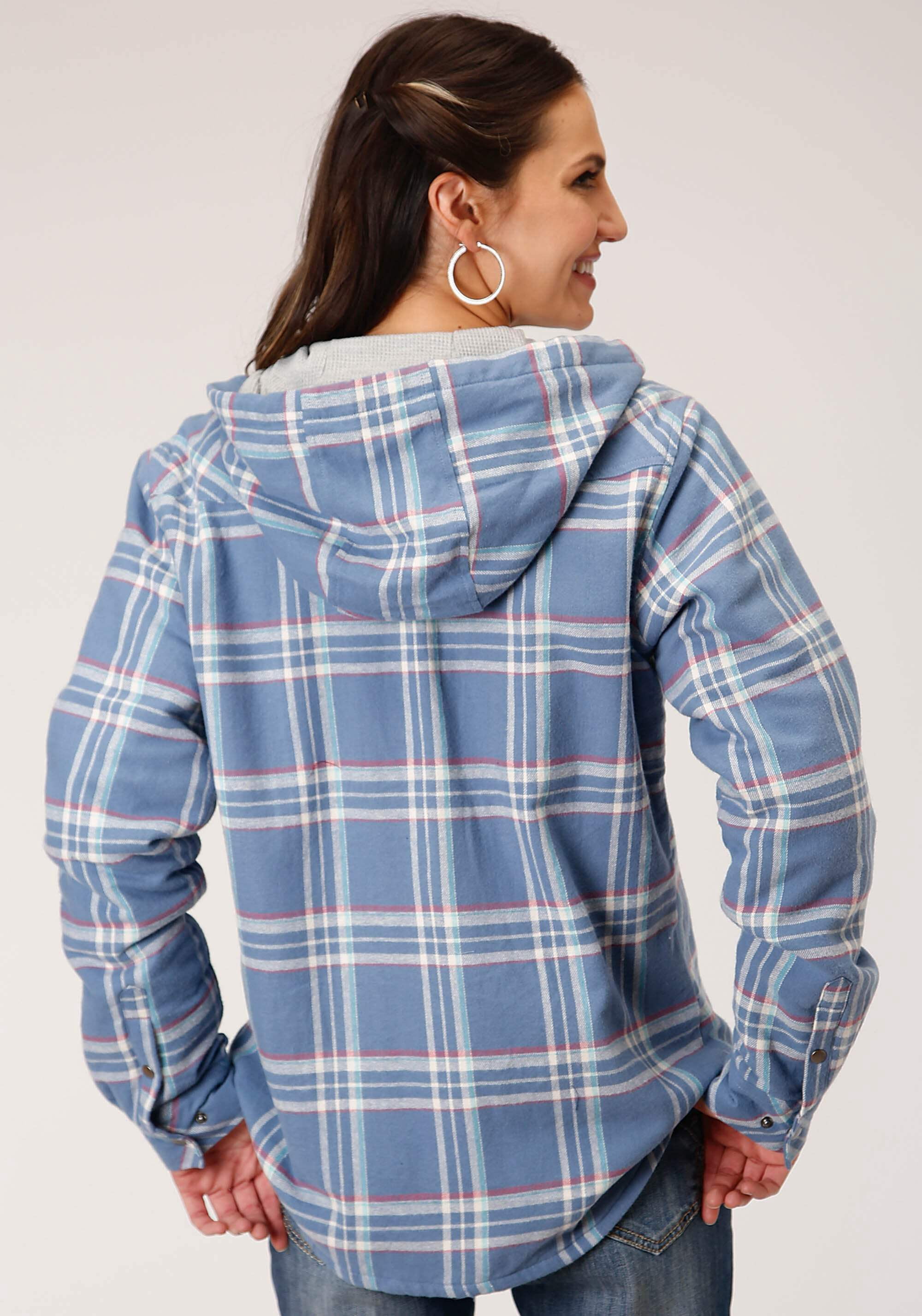 Roper Womens Long Sleeve Snap Thermal Lined Flannel Shirt Jacket ...
