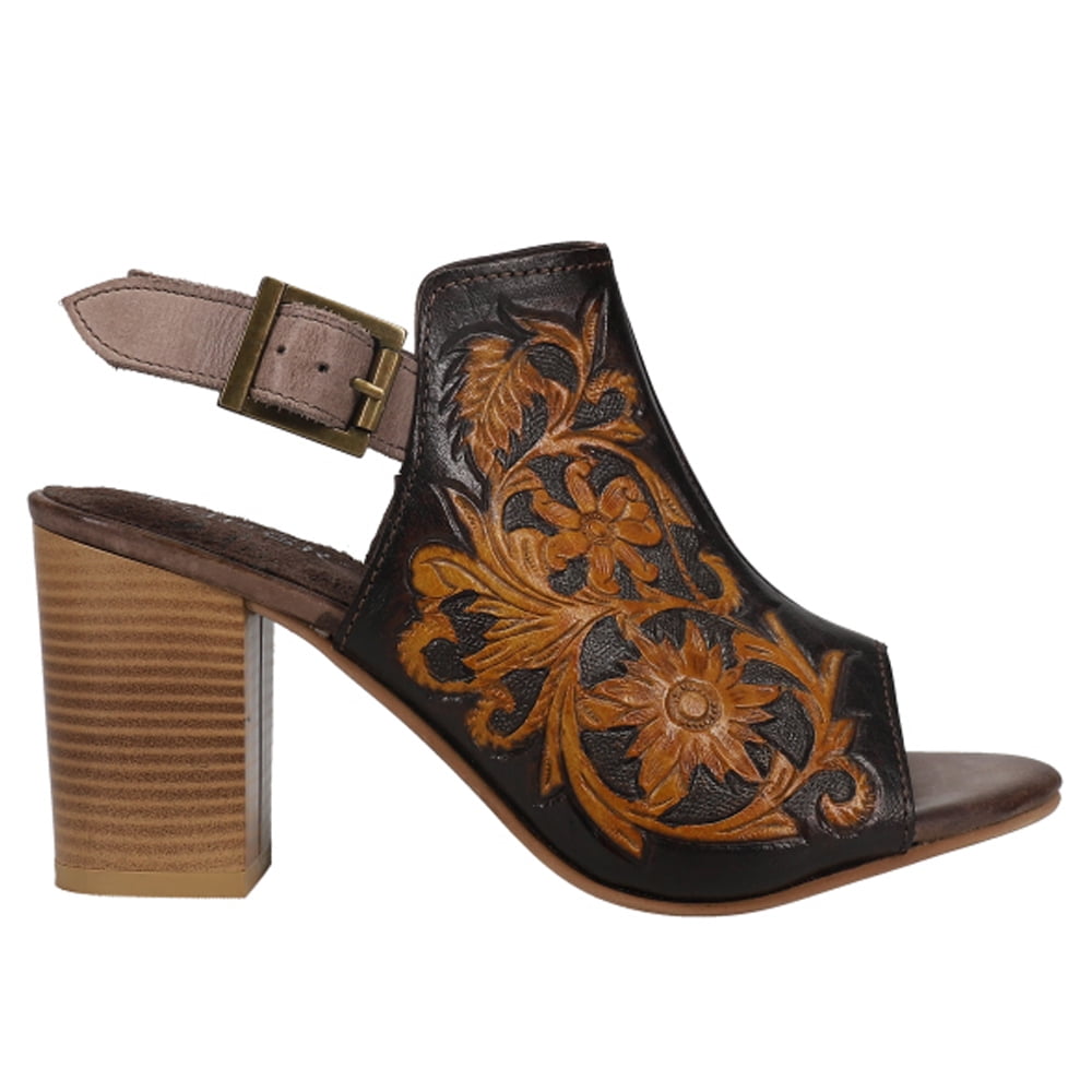 Roper Womens Mika Floral Embossed Peep Toe Shootie Pumps Dress Casual ...