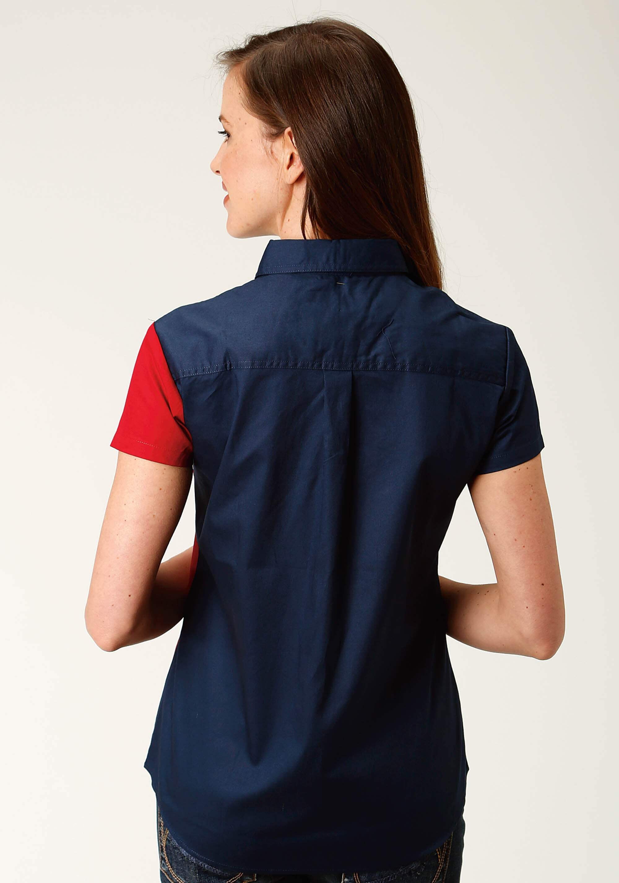 Roper Womens Red White And Blue Pieced Texas Flag Short Sleeve Western ...