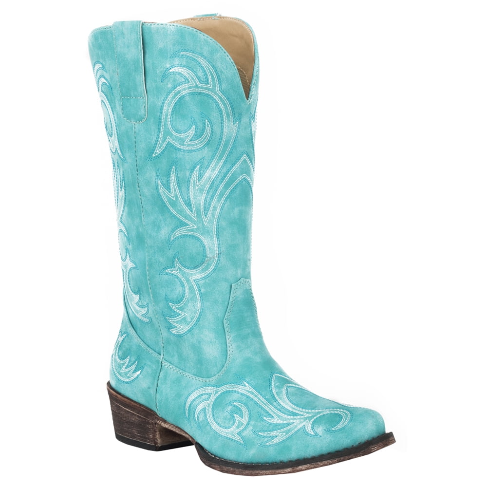 Roper Womens Riley Embroidered Snip Toe Casual Boots Mid Calf Low Heel ...