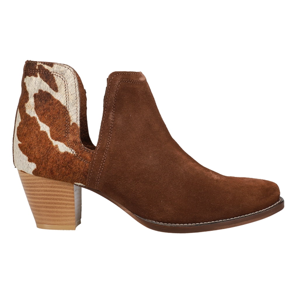Roper Womens Rowdy Cow Print Pointed Toe Cowboy Ankle Boots - Walmart.com