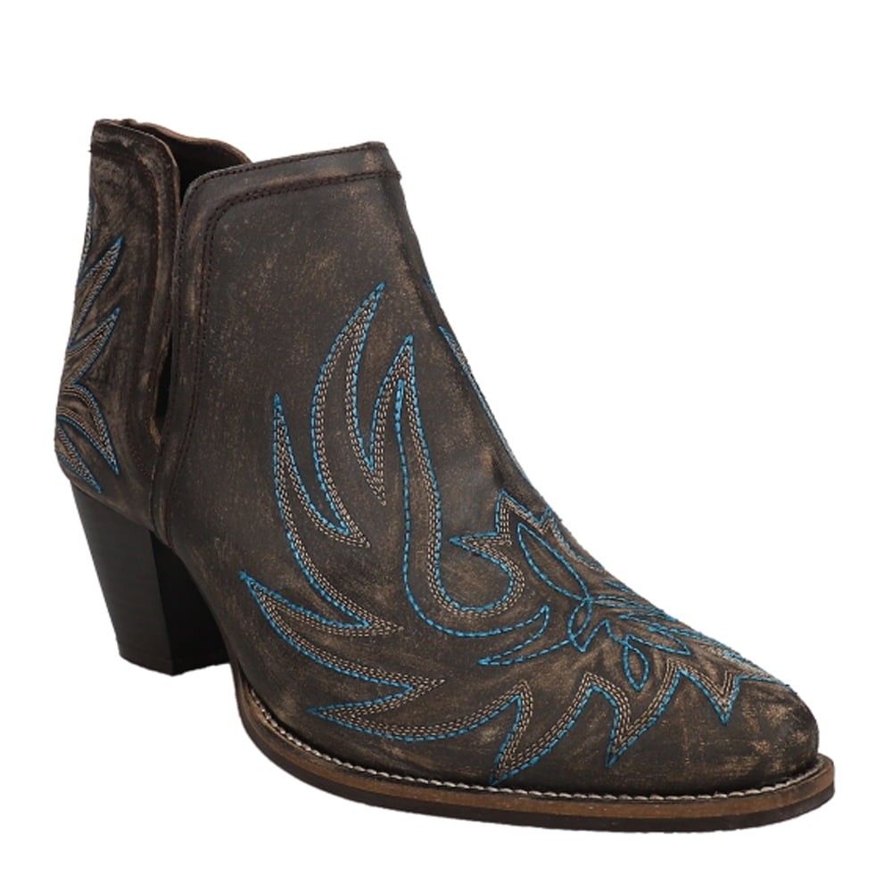 Roper Womens Rowdy Embroidery Pointed Toe Cowboy Ankle Boots - Walmart.com