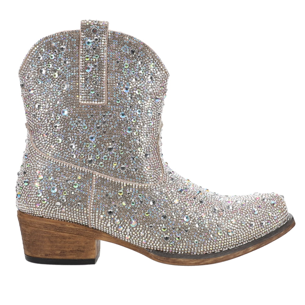 Roper Womens Shay Jewells Ankle Rhinestone Snip Toe Cowboy Ankle Boots ...