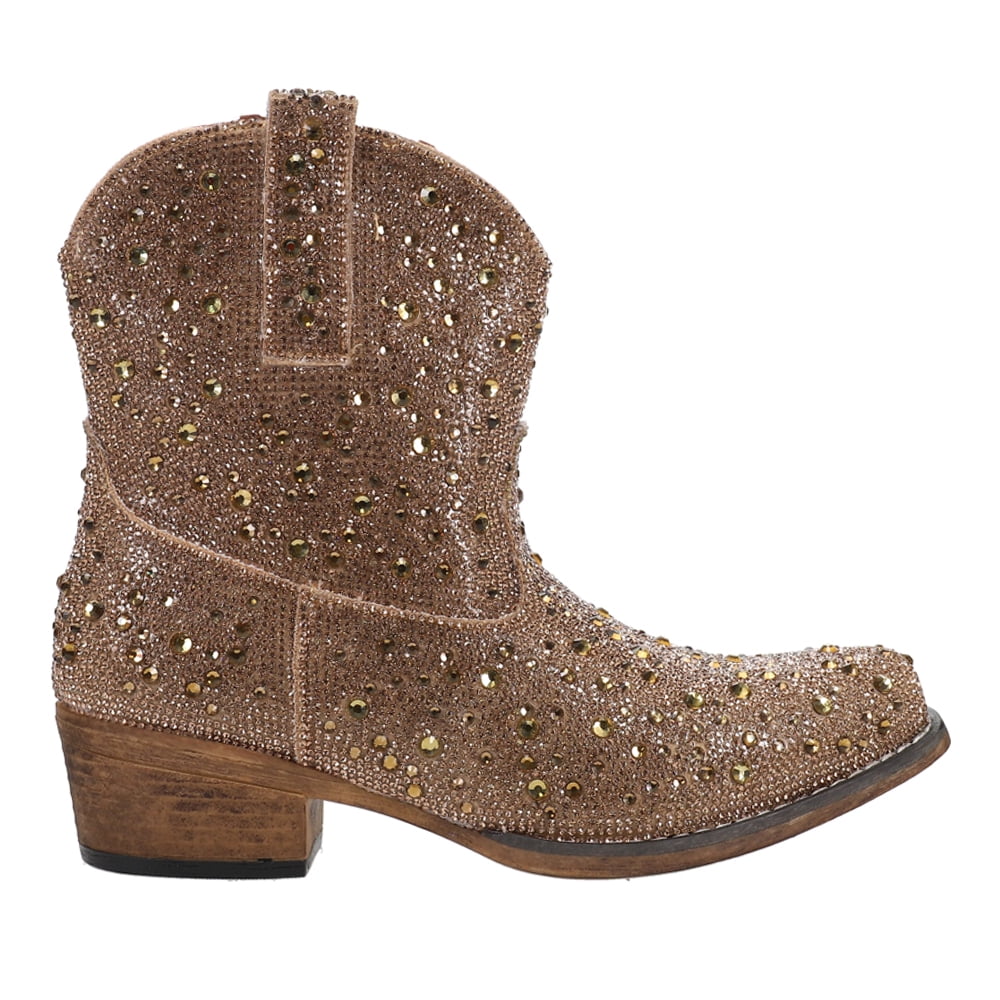 Roper Womens Shay Jewells Rhinestone Snip Toe Cowboy Ankle Boots ...