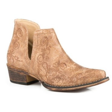 Dingo Womens Primrose Embroidered Floral Snip Toe Cowboy Ankle Boot ...