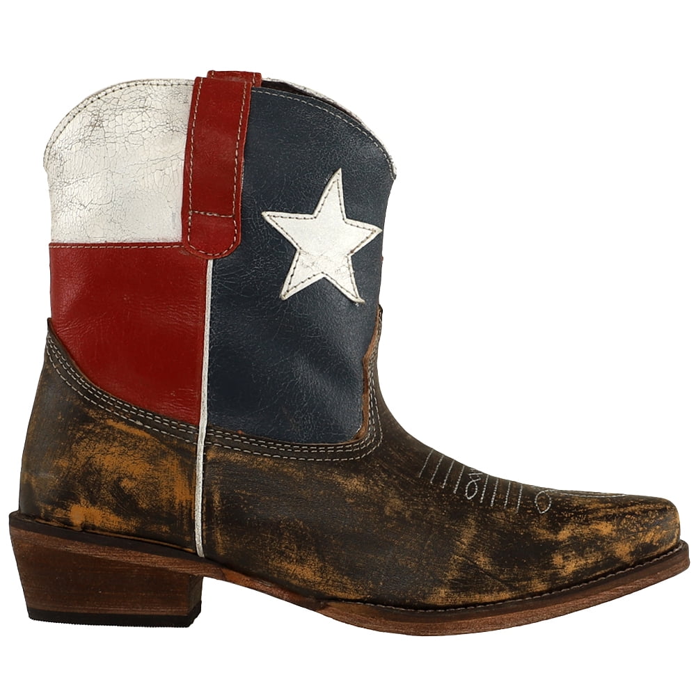Roper Womens Texas Flag Round Toe Cowboy Casual Boots Ankle Low Heel 1 ...