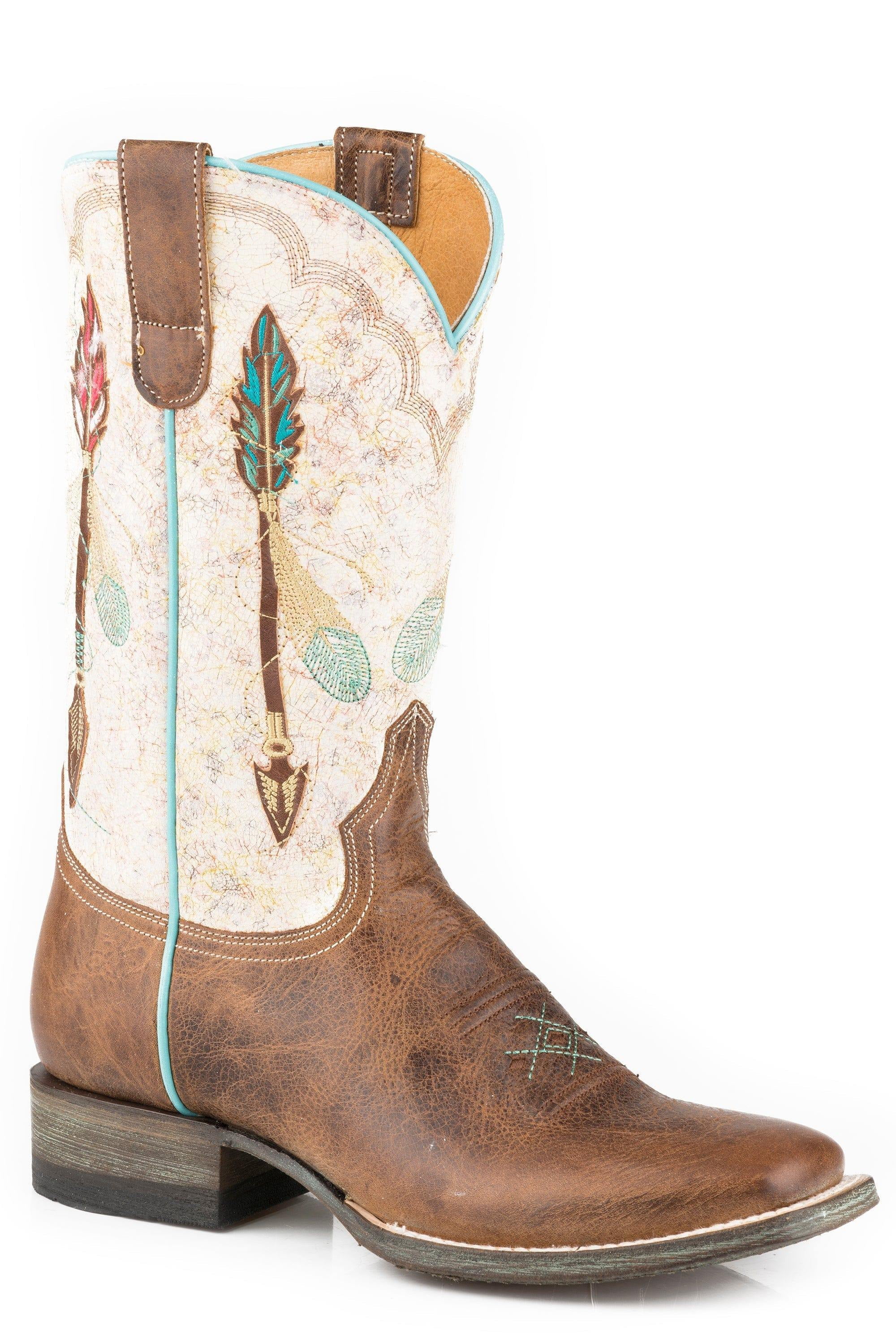 Roper Womens Vintage Tan Vamp Boot With Embroidered Arrow Design On ...