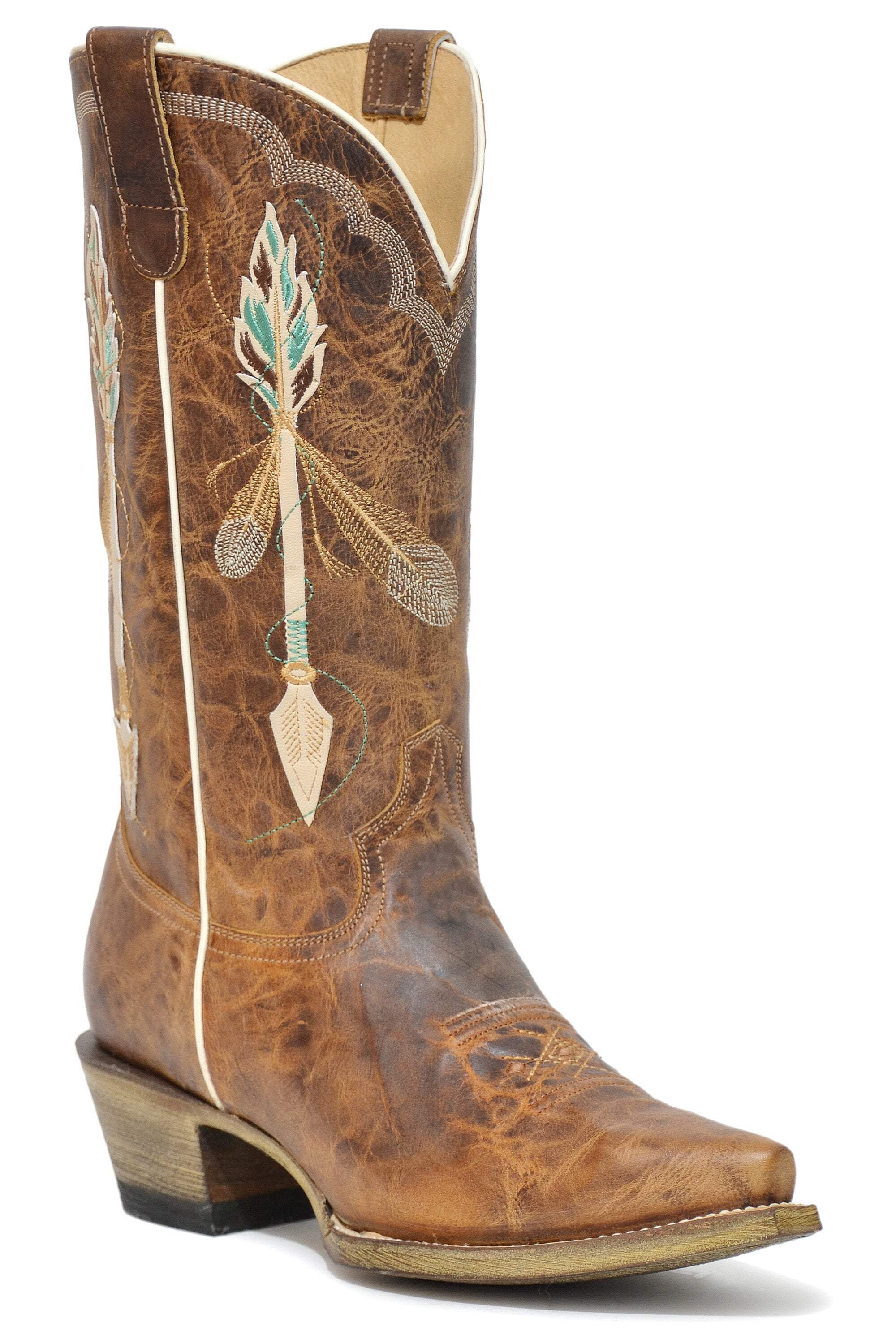 Roper Womens Waxy Brown Leather Vamp And Shaft - Walmart.com