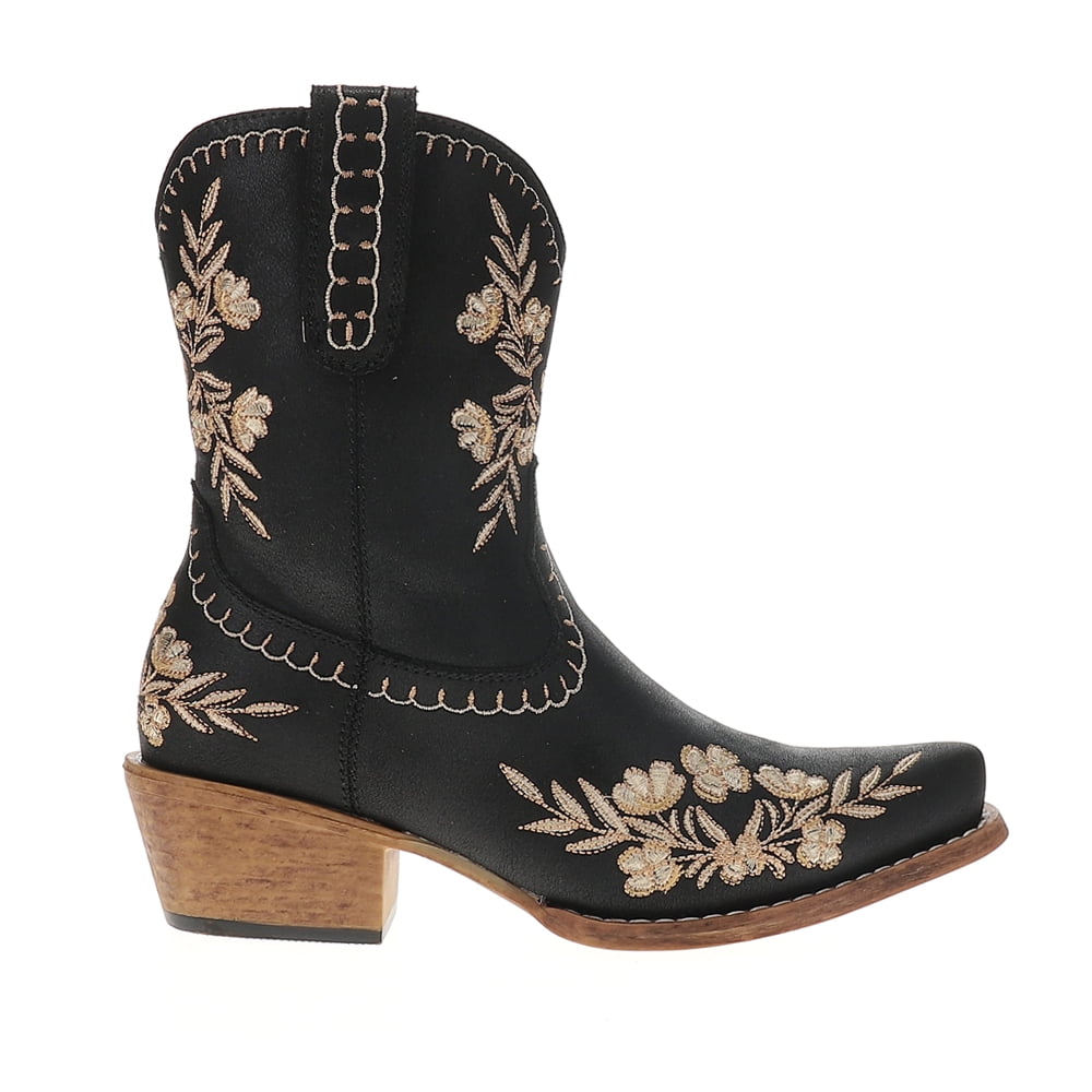 Roper Womens Wynona Floral Embroidered Snip Toe Cowboy Ankle Boots ...