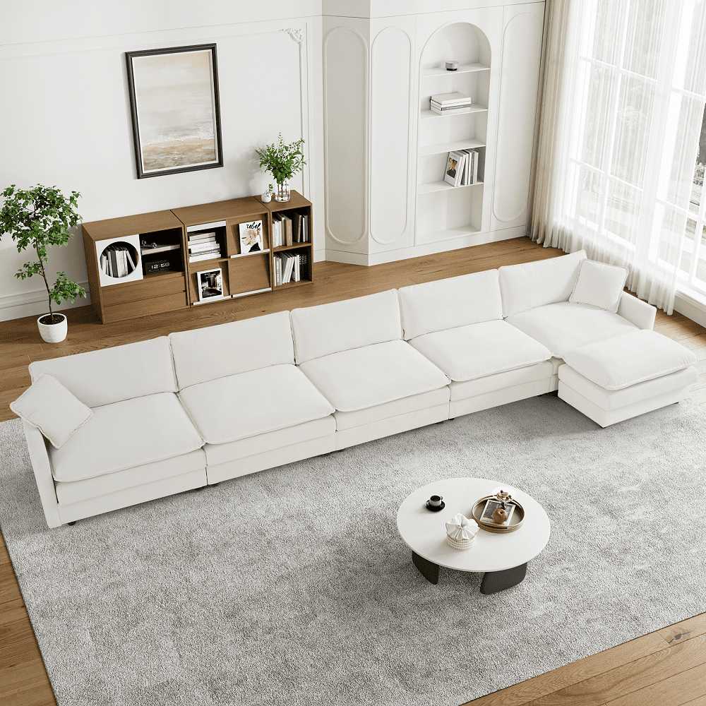 Rophefx 186.4" Modern L Shaped Sectional Sofa, Velvet Deep Seat Cloud ...