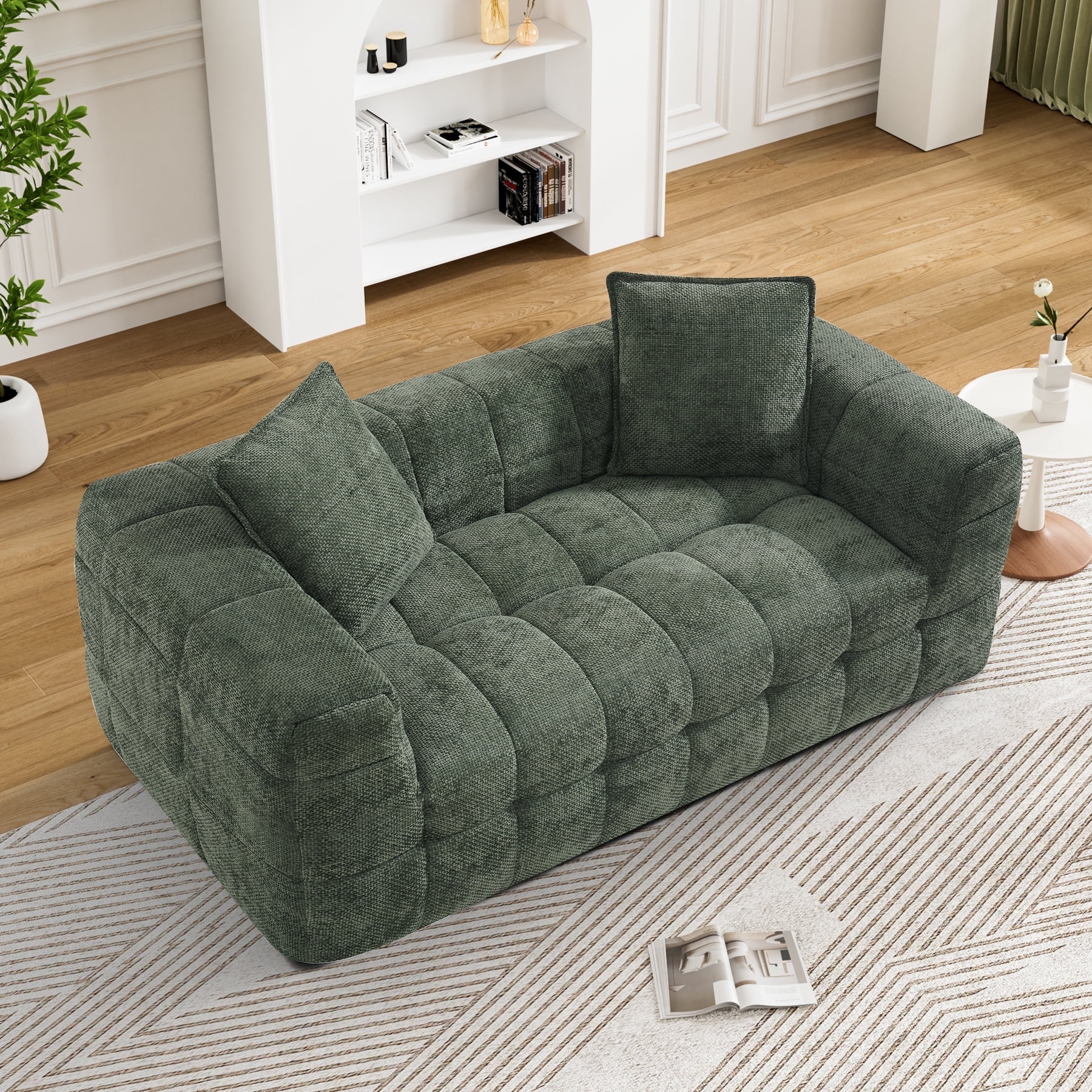 Rophefx 66.5" Modern Upholstered Cloud Couch, Chenille 2 Seater Deep ...