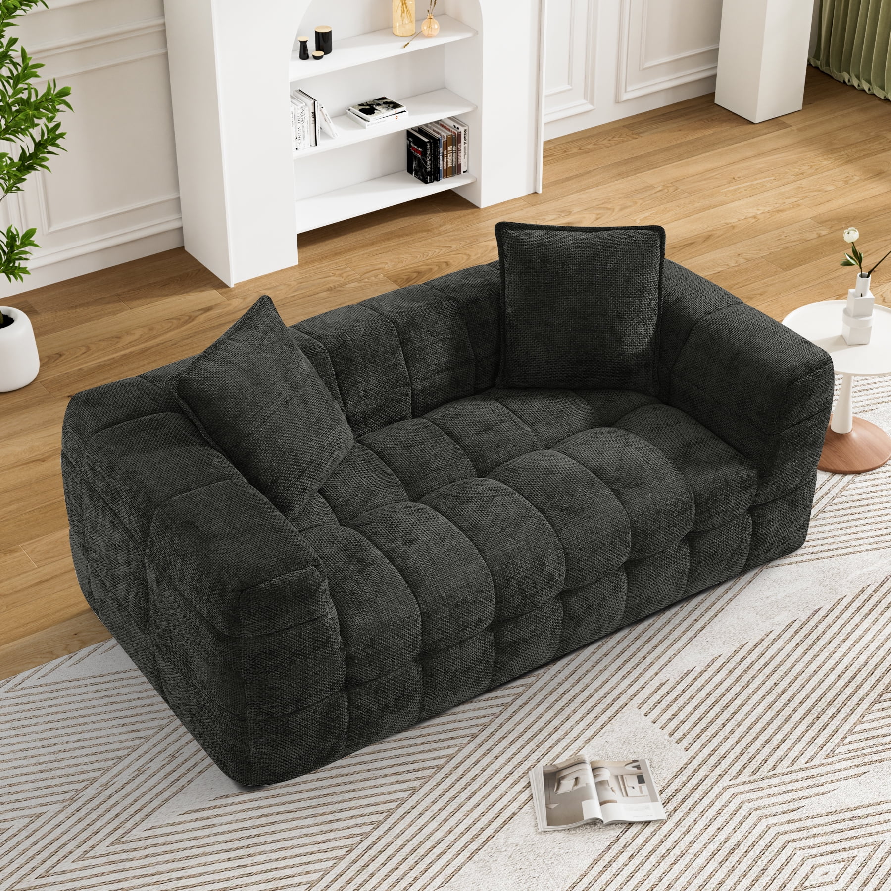 Rophefx 66.5" Modern Upholstered Cloud Couch, Chenille 2 Seater Deep ...
