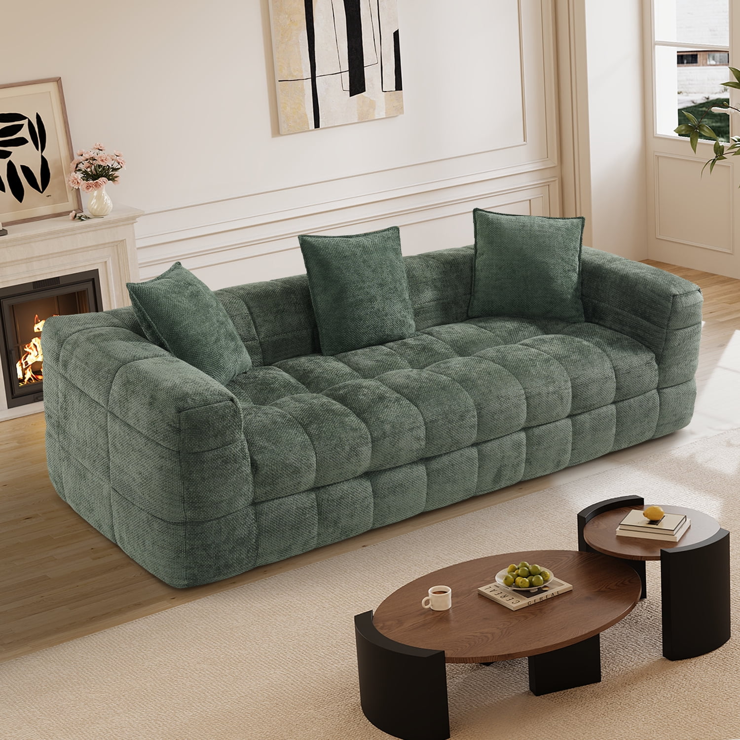 Rophefx Comfy Chenille 3 Seater Deep Seat Couch, Boneless Cloud Couch ...