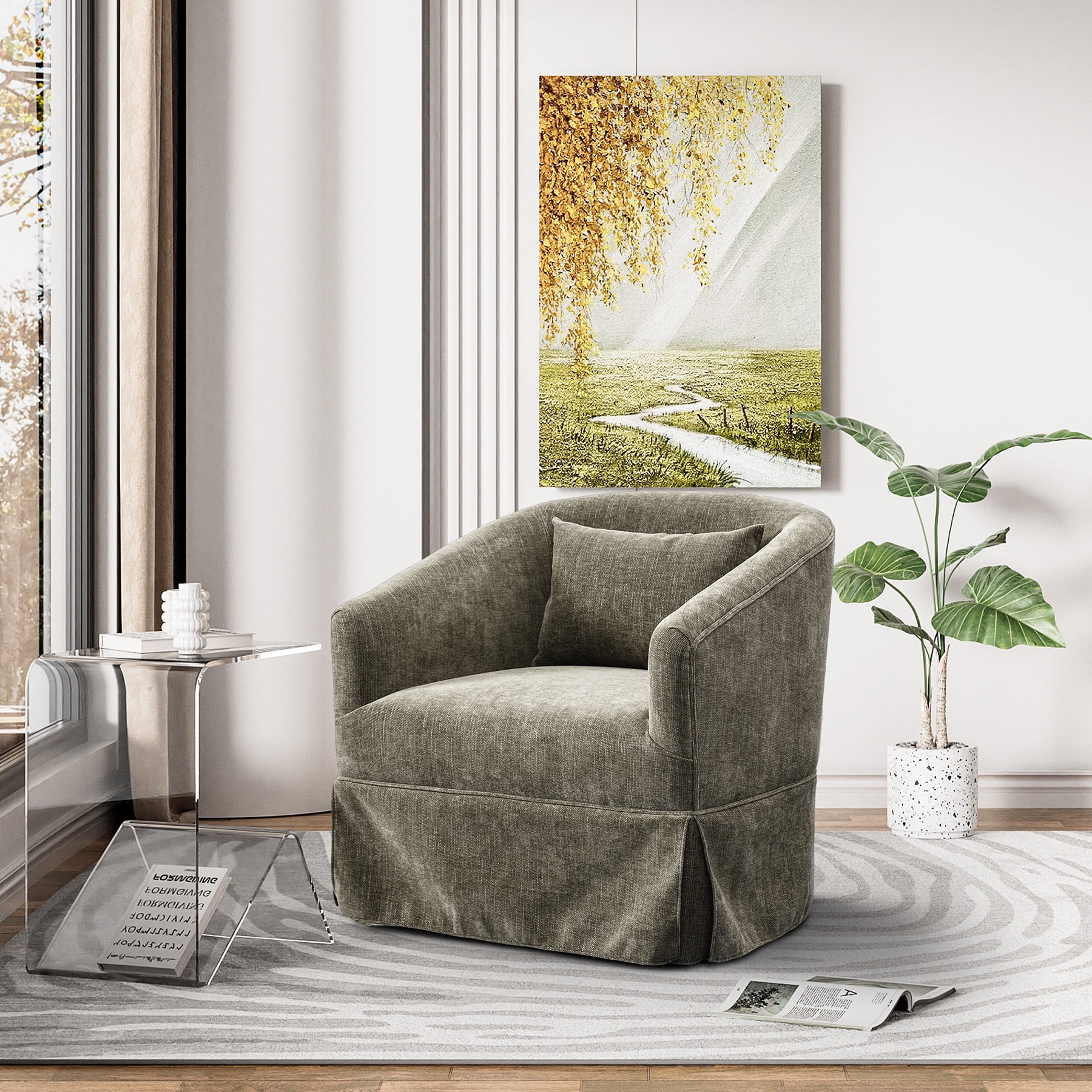 Rophefx Swivel Accent Chairs for Living Room with Pillow,360-Degree ...