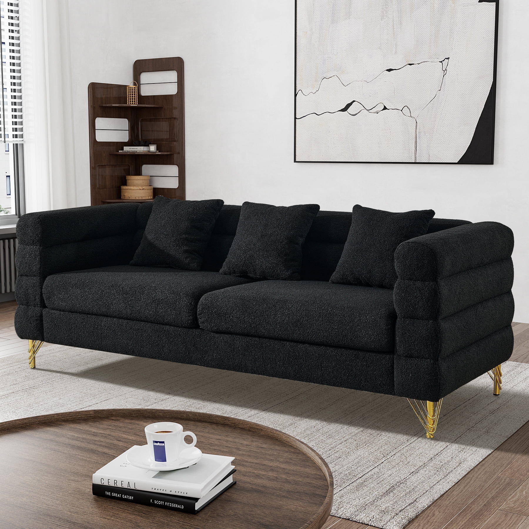 Rophefx Mid Century 3-Seater Sofa Couch for Bedroom, Living Room ...