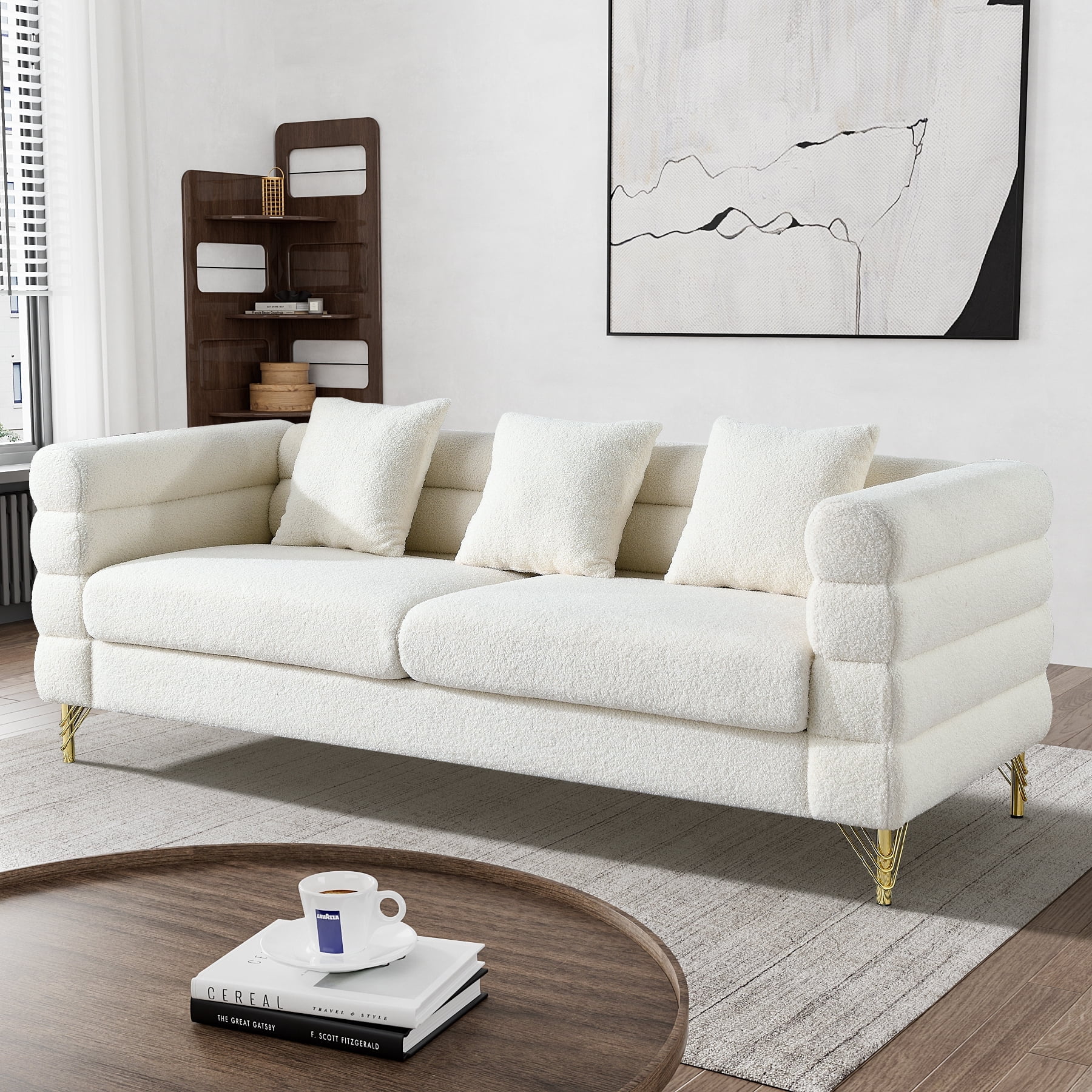 Rophefx Mid Century 3-Seater Sofa Couch for Bedroom, Living Room ...