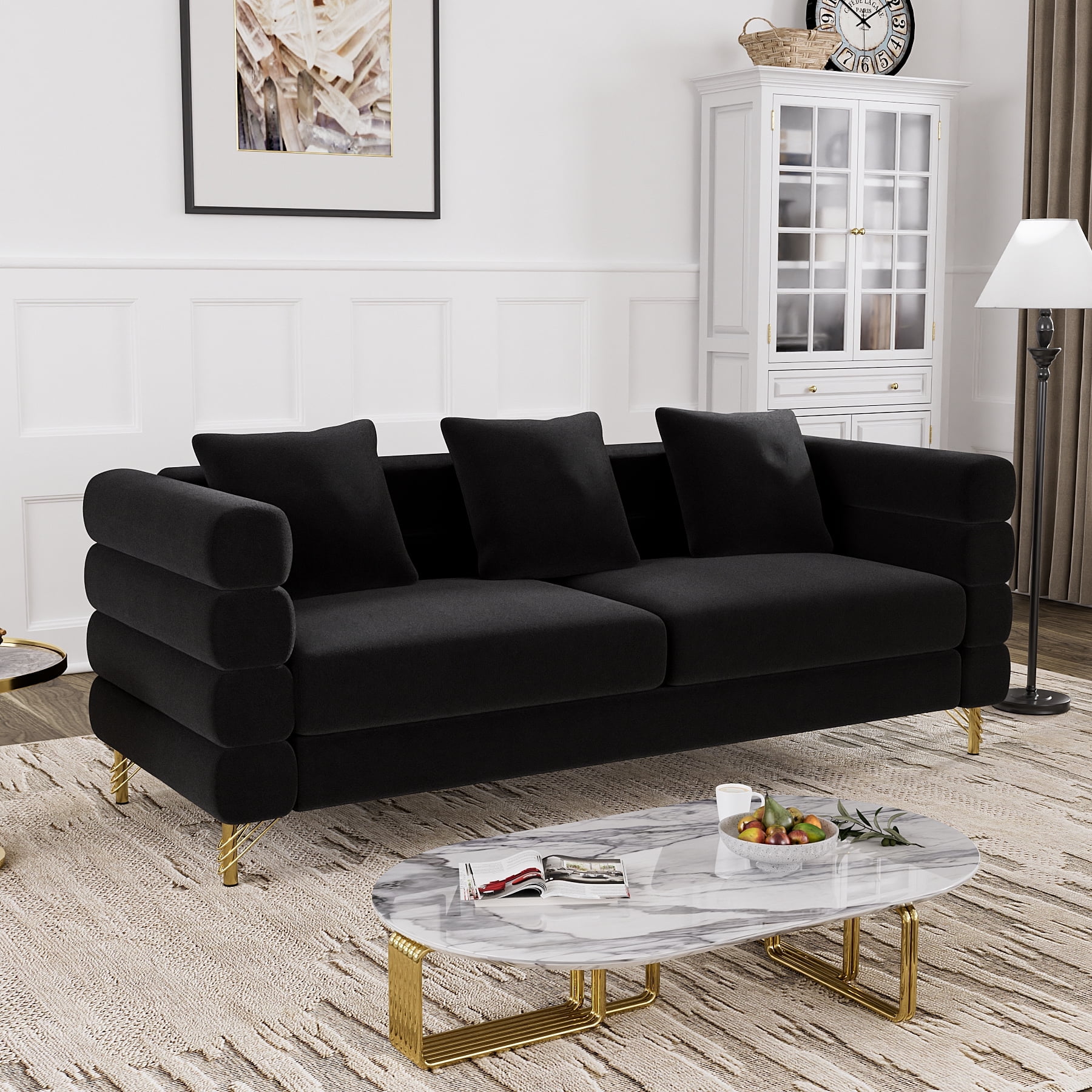 Rophefx Mid-Century Upholstered Sofa Couch for Living Room, Bedroom ...