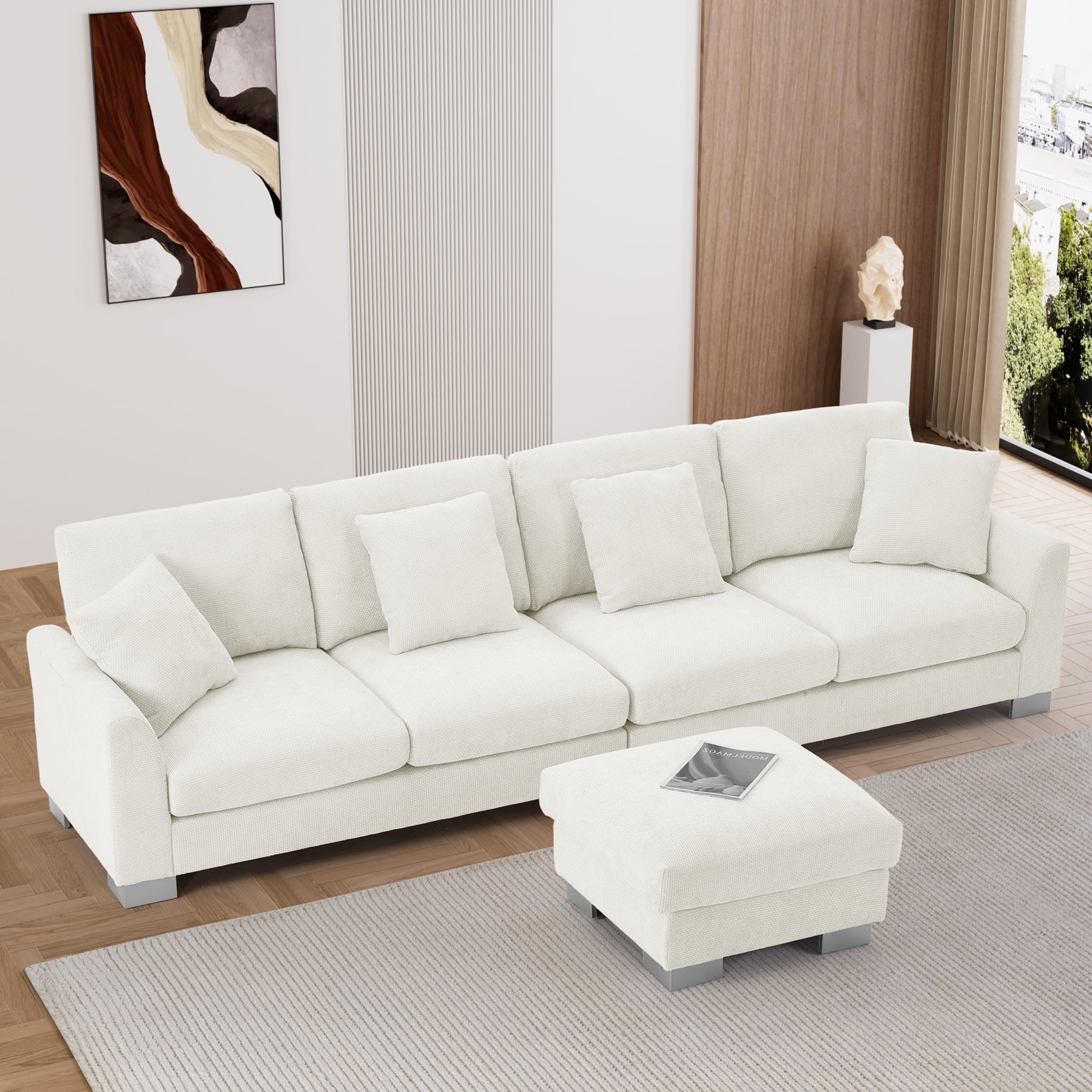 Rophefx Modern L Shape Chenille Upholstered Convertible Sectional Sofa ...
