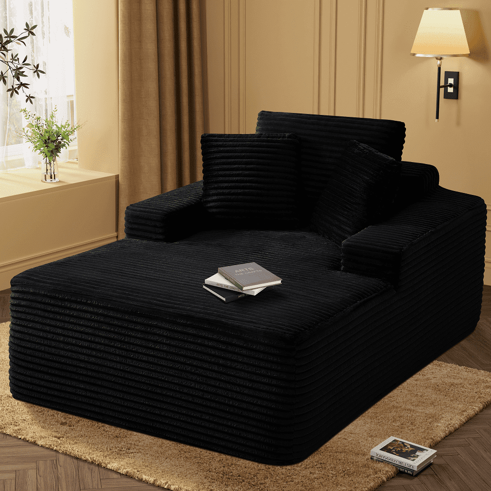 Rophefx Oversized Chaise Lounge Chair Indoor, 49.2" Upholstered Faux ...