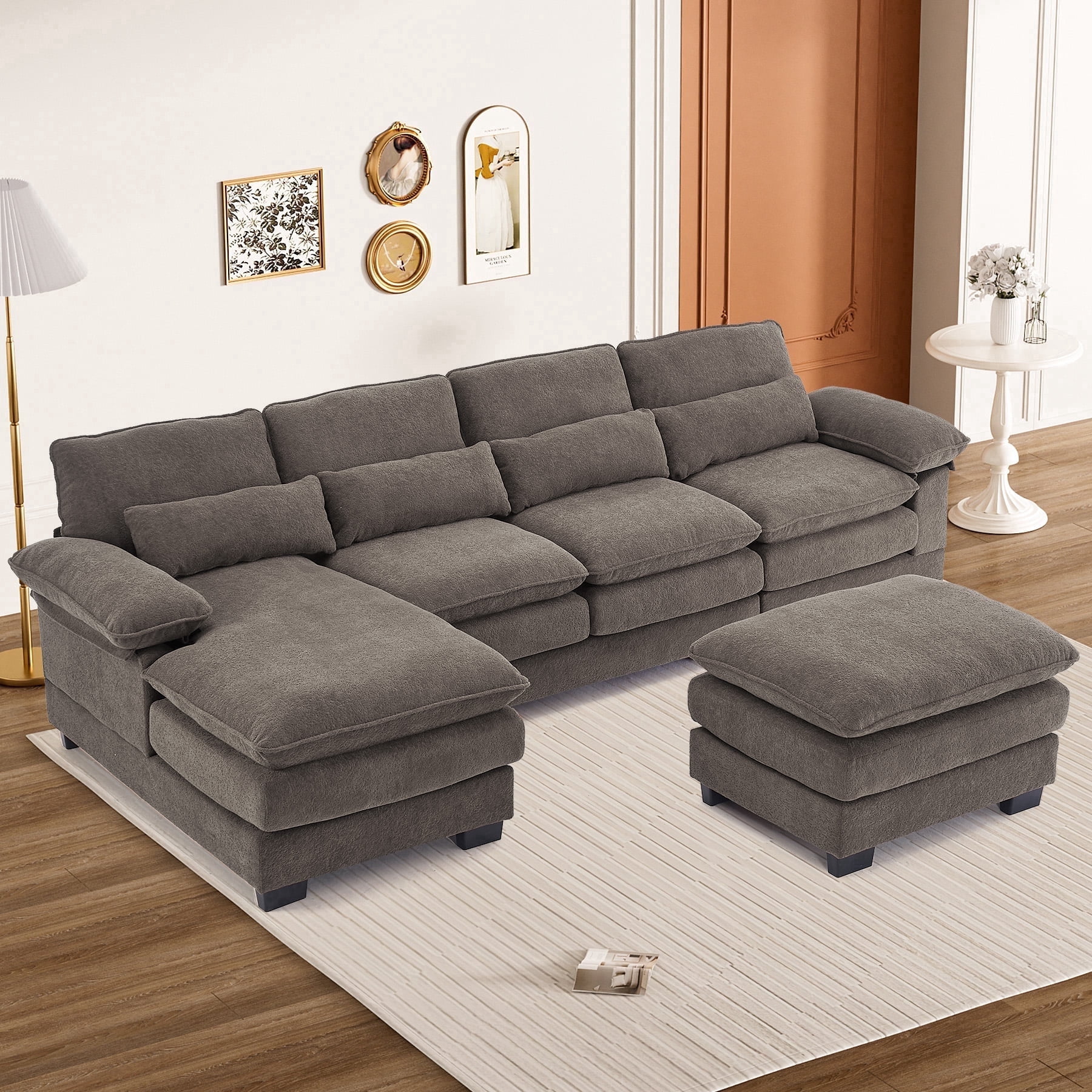 Rophefx 113" Chenille Modular Cloud Couch,U Shaped Sectional Sofa with ...